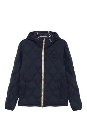 Burberry Quilted Jacket With Hood - Blue