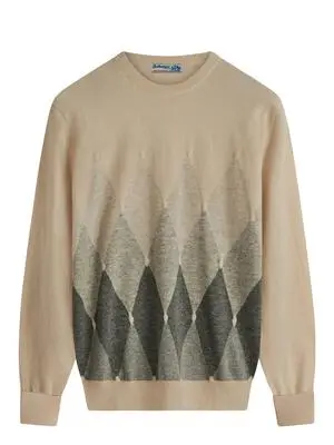 BALLANTYNE Cashmere Diamond Pattern Pullover - White