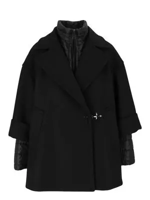FAY Wool Blend Jacket With Quilted Insert - Black