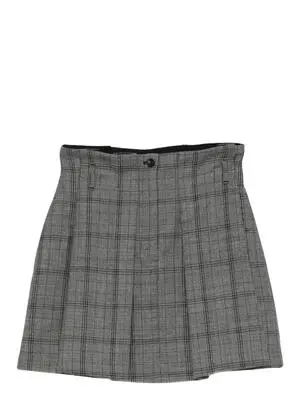 TELA Pleated Check Mini Skirt - Gray