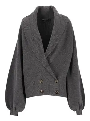 Dolce & Gabbana DOLCE & GABBANA Short Cardigan With Shawl Collar And Wide Sleeves Beige