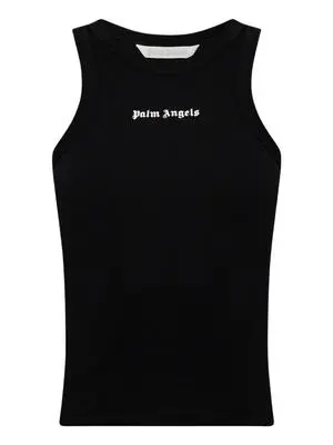 Palm Angels Ribbed Logo Tank Top - Black