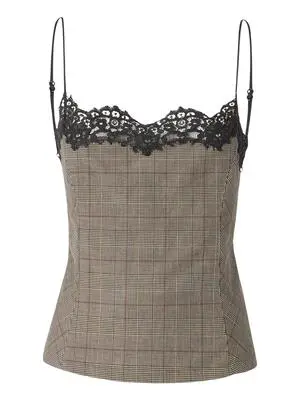 Pinko Prince Of Wales Check Camisole With Lace Trim - Multi