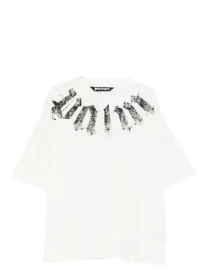 Palm Angels Big Neck Logo Printed T-shirt - White