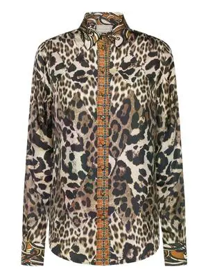 PIERRE-LOUIS MASCIA Aloe Leopard-print Silk Shirt - Brown