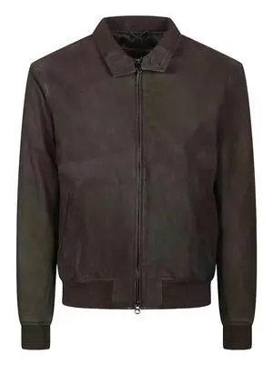 STEWART Zip-up Leather Jacket - Brown