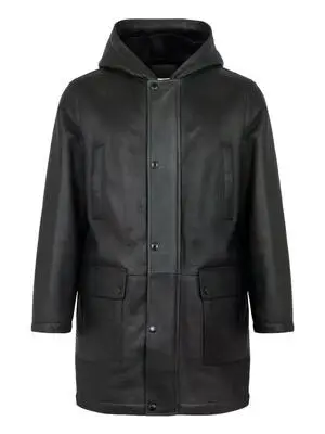 YVES SALOMON Hooded Shearling Coat - Black