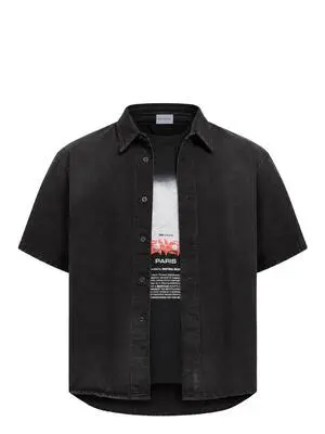Balenciaga The Door Short-sleeve Hybrid Shirt In Denim - Black