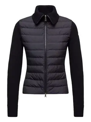 Moncler Padded Wool Zip-up Cardigan - Black