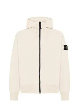 Stone Island Cotton Zip-up Hoodie - Cream