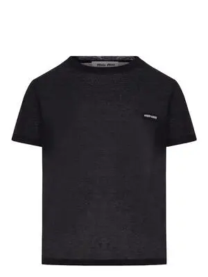 Miu Miu Ribbed Jersey T-shirt - Black