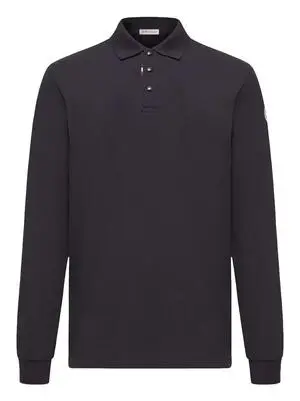 Moncler Cotton Piqué Polo Shirt With Logo - Blue