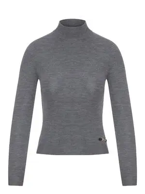 Gucci Fine Ribbed Wool Top With Clamp - Multicolor