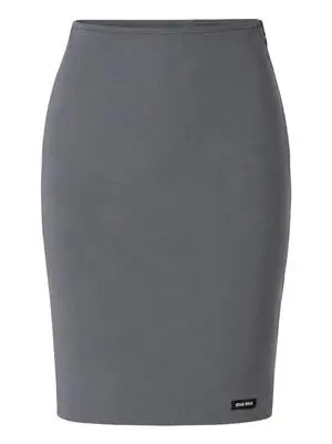 Miu Miu Stretch Poplin Pencil Skirt - Gray