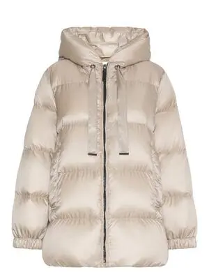 Max Mara Seia Drop-Resistant Fabric Bomber Jacket Cream