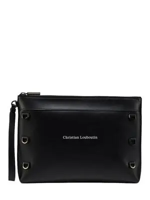 CHRISTIAN LOUBOUTIN Kosmica Smooth Calfskin Clutch - Black