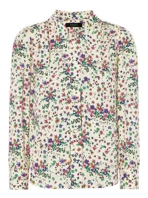 GUCCI GUCCI Floral Print Silk Long Sleeve Blouse