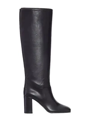 Prada Leather Heel Boots - Black