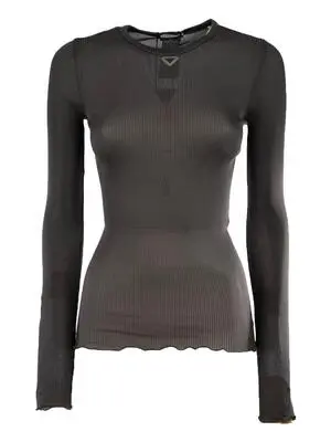 Prada Long Sleeve Ribbed Top - Multicolor