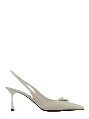 Prada Slingback Pumps With Logo And Pointed Toe - Multicolor