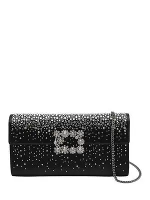 ROGER VIVIER Efflorescence Satin Clutch Bag - Black