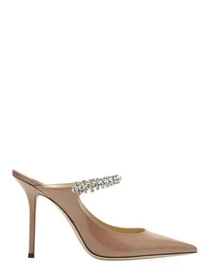 JIMMY CHOO Patent Leather Crystal-embellished Mules - Pink