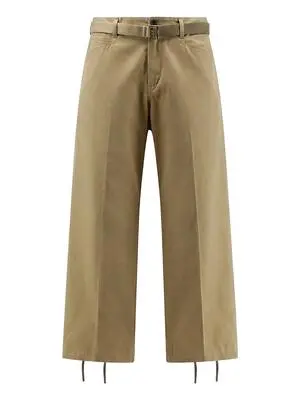 Sacai Cotton Trousers With Belt - Cream