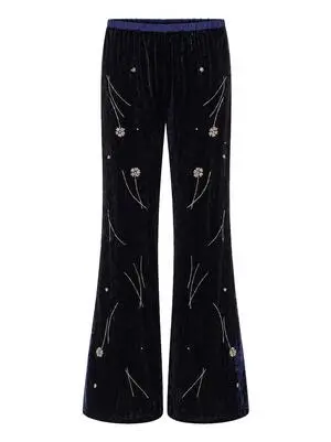 FORTE_FORTE Embroidered Velvet Trousers - Multicolor