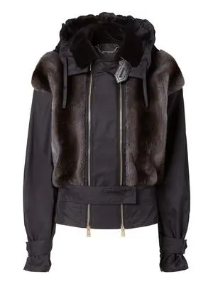 Fendi Cotton Gabardine And Mink Fur Jacket - Black