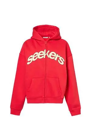 SISTERS & SEEKERS Logo-print Cotton-blend Hoodie - Red