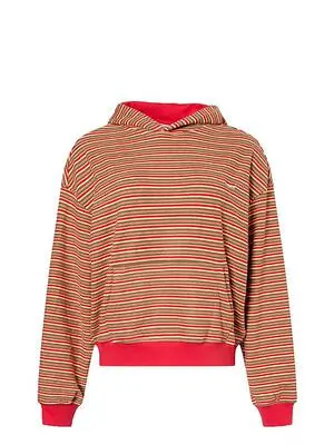 SISTERS & SEEKERS Sisters & Seekers Walker Striped Stretch-Jersey Hoodie Red