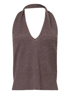 ST. AGNI Sleeveless Halter V-neck Wool Top S