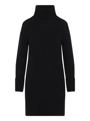 Moncler High Neck Alpaca Blend Knit Dress - Black