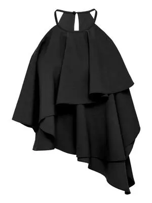 CLUB21 Tiered Asymmetric Blouse - Black