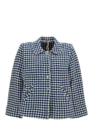 Pero Hand-knitted Houndstooth Wool Cropped Jacket - Multicolore