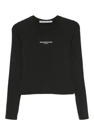Alexander Wang Alexander Wang Logo Print Fitted Long-Sleeve Tee Black