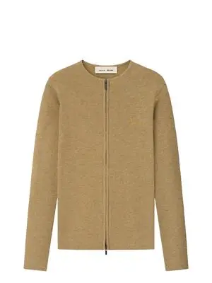 Fear Of God Fear Of God Essentials Signature Rib Knit Fitted Long Sleeve Zip Up Tee Tan