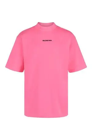 Balenciaga Embroidered Logo Distressed T-shirt - Pink