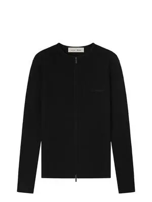 Fear Of God Fear Of God Essentials Signature Rib Knit Fitted Long Sleeve Zip Up Tee Black