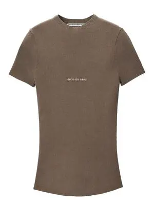 Alexander Wang Jacquard Logo Short-sleeve Crewneck Top - Silver