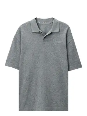 Alexander Wang Allover Hotfix Short-sleeve Polo Tee Sidewalk - Black