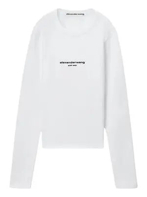 Alexander Wang Alexander Wang Logo Print Fitted Long-Sleeve Tee White