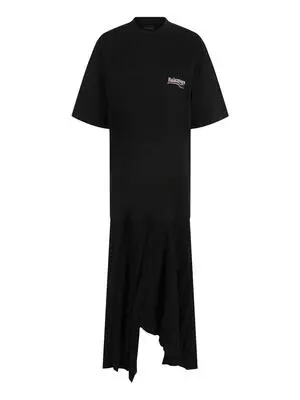 Balenciaga Political Campaign Pleated T-shirt Dress - Black