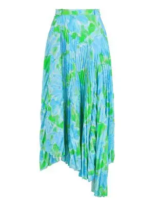 Balenciaga Dynasty Floral-print Pleated Skirt - Blue