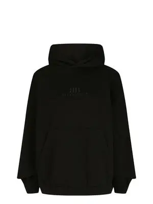Balenciaga Embroidered Double B Logo Hoodie - Black