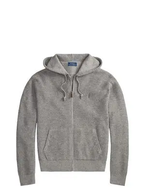 Polo Ralph Lauren Waffle Knit Full Zip Hybrid Sweater - Grey