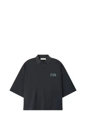 Fear Of God Heavy Jersey Cropped Polo 'washed Iron Grey - Black