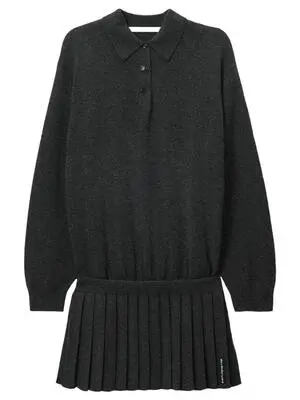 Alexander Wang Heatpressed Skirt Long-sleeve Polo Dress - Grey
