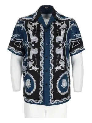 Versace Printed Silk Short-sleeve Button-up Shirt - Multicolour
