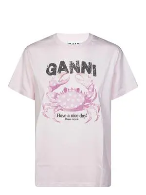 GANNI GANNI Organic Cotton Graphic T-Shirt Rosa